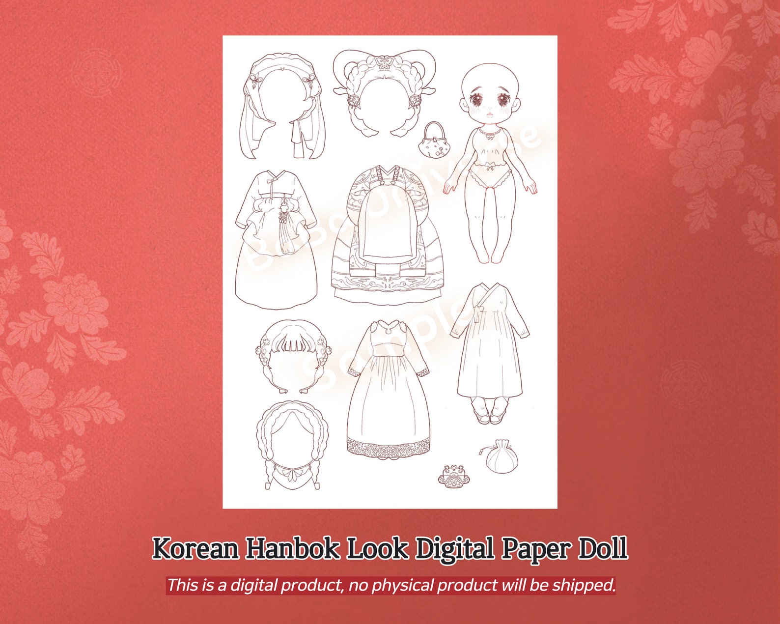 Korean Hanbok Look Digital Paper Doll, Instant Download, Printable ...