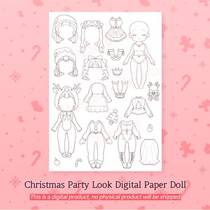 Christmas Party Look Digital Paper Doll, Instant Download, Printable ...