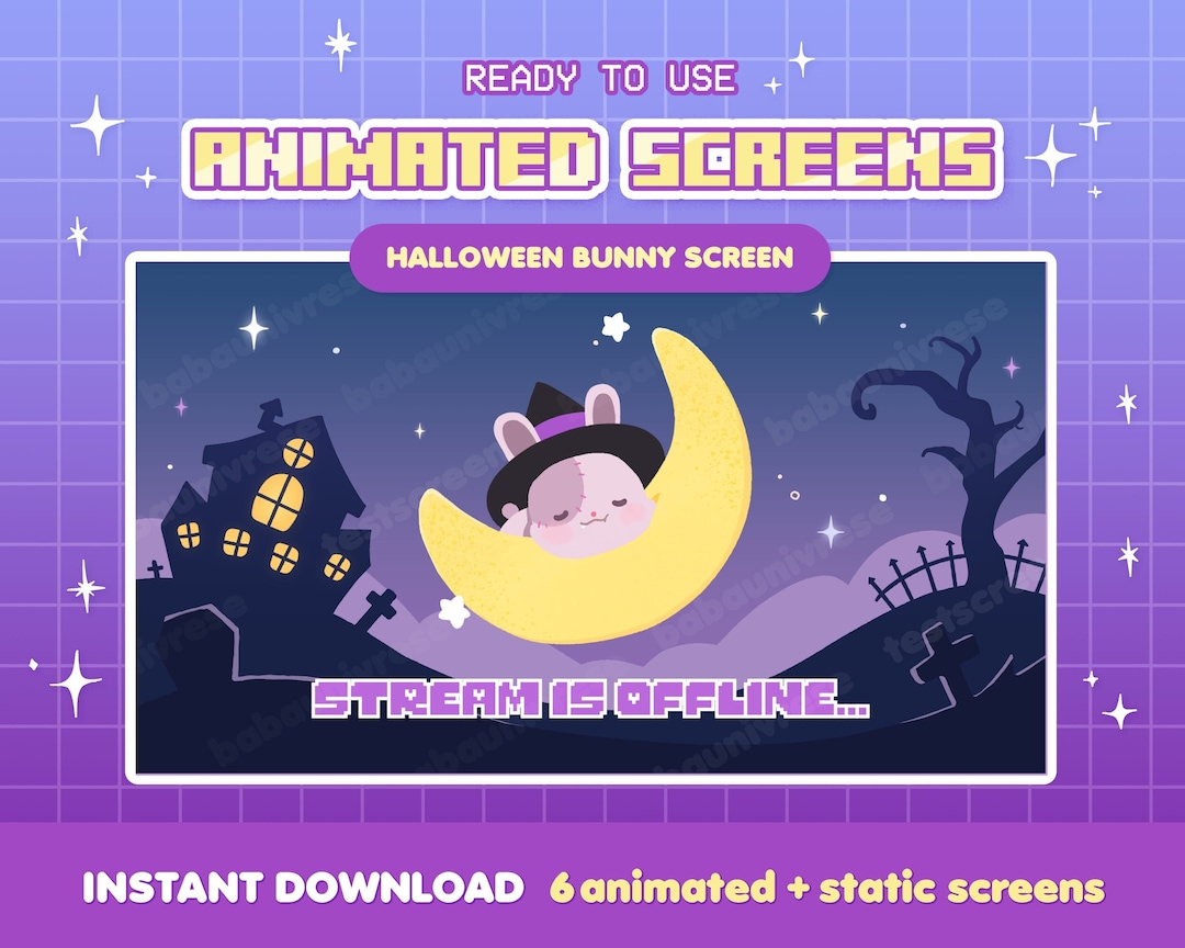Animated Halloween Bunny Offline Screen / Banner Cute Stream Screen ...