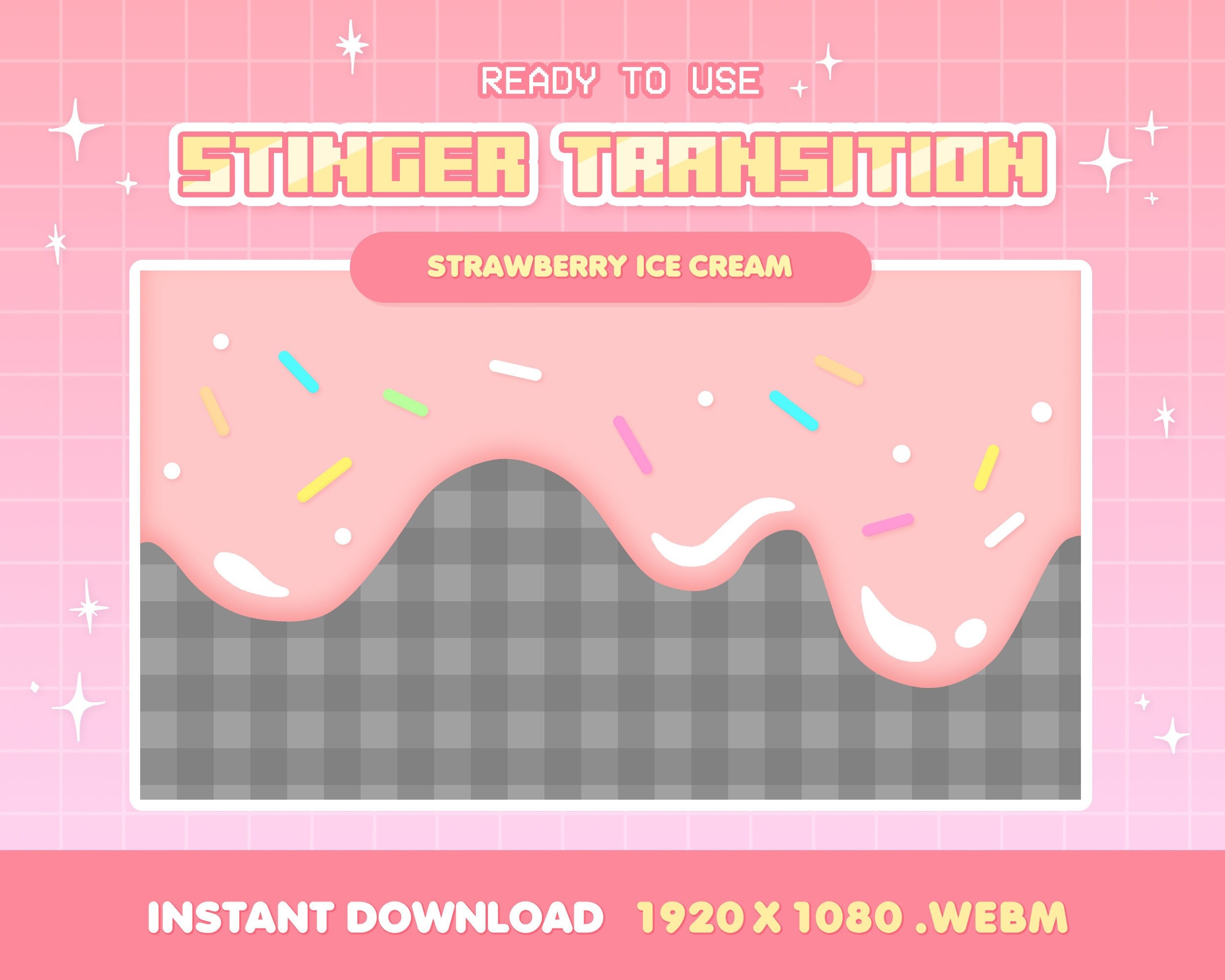 Animated Strawberry Ice Cream Transition | Cute Twitch Stinger ...