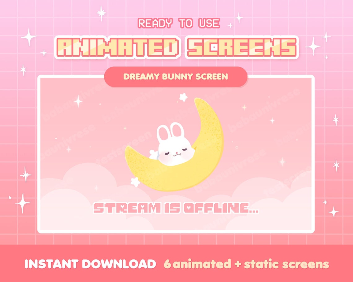 Animated Dreamy Bunny Offline Screen/banner | Cute Stream Screen ...