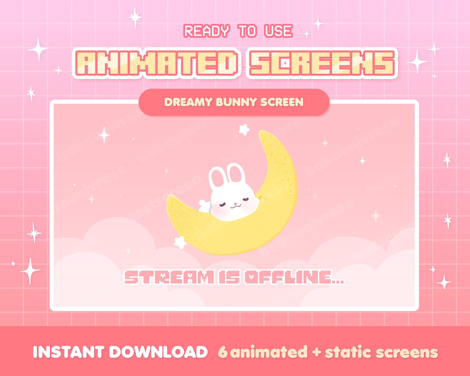 Animated Dreamy Bunny Offline Screen/banner | Cute Stream Screen ...