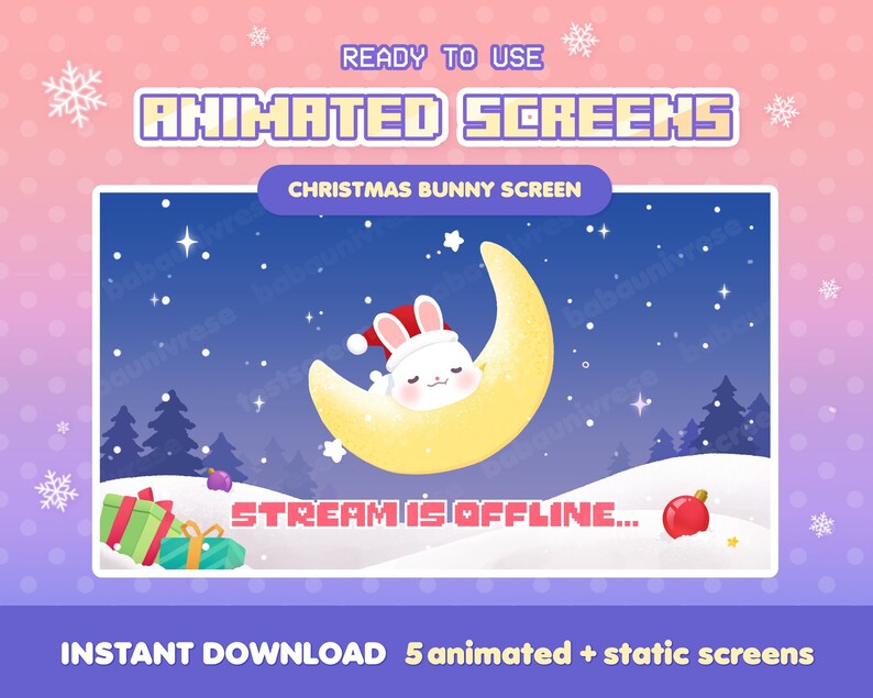 Animated Christmas Bunny Offline Screen / Banner Cute Stream Screen ...