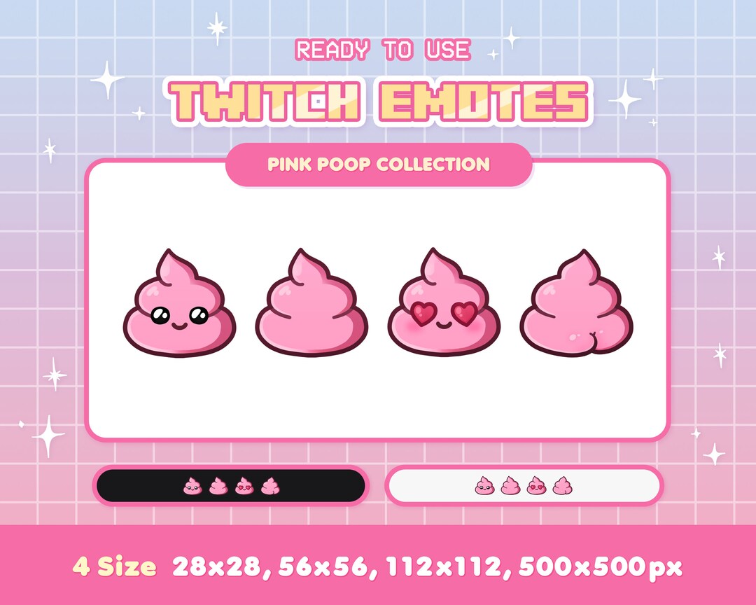 4 Pink Poop Twitch Emotes | Happy, Love, Booty, Poop | Discord ...