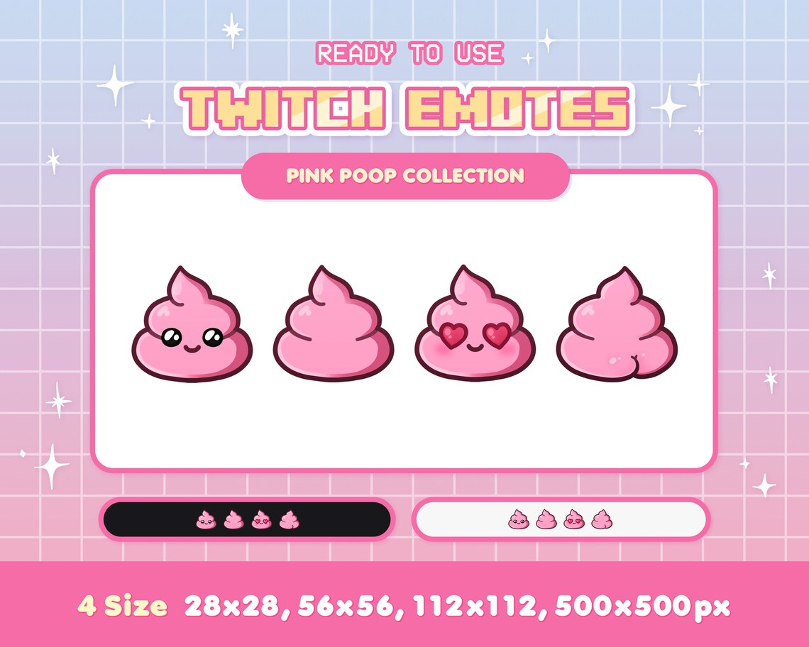 4 Pink Poop Twitch Emotes | Happy, Love, Booty, Poop | Discord ...