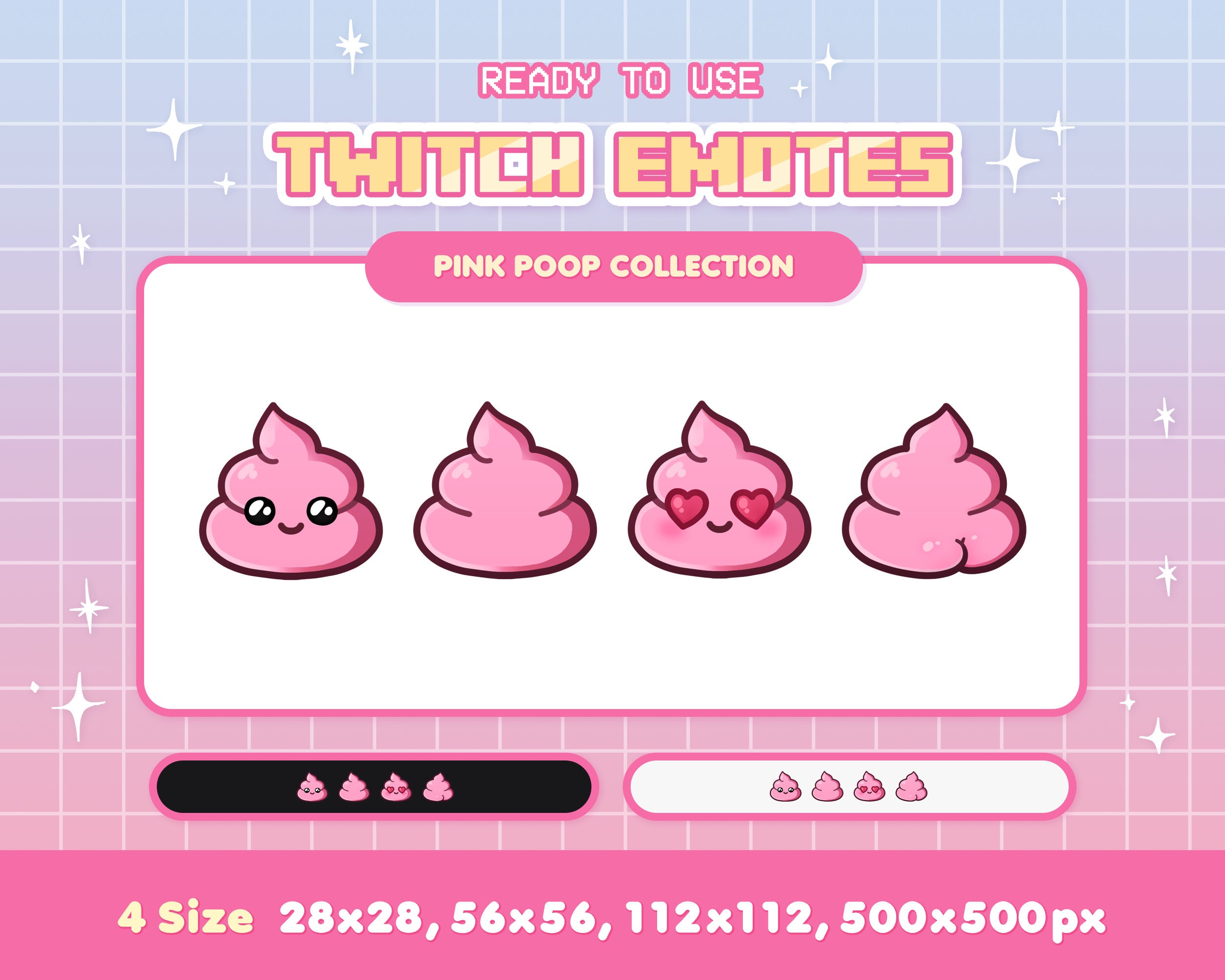 4 Pink Poop Twitch Emotes | Happy, Love, Booty, Poop | Discord ...