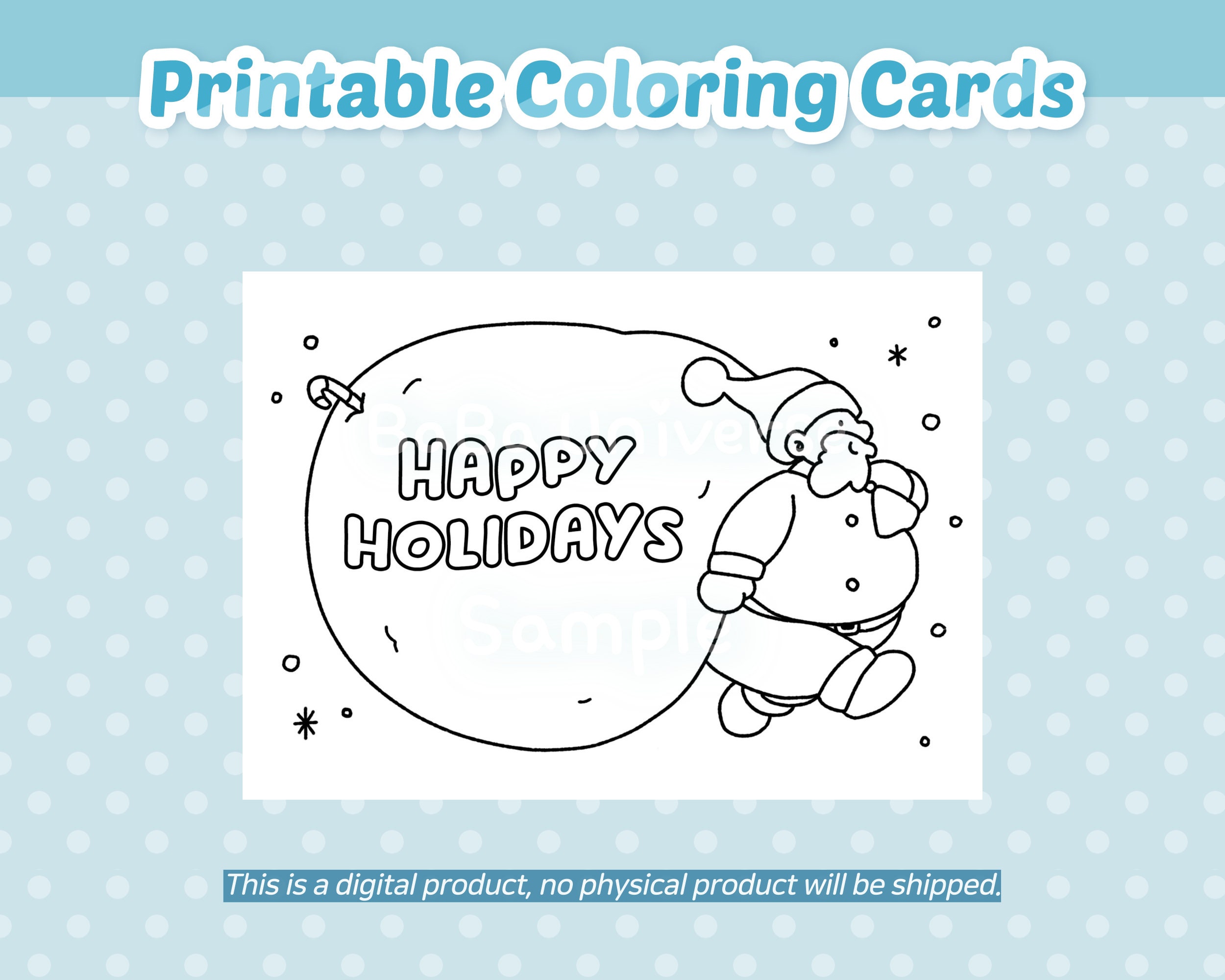 Printable Christmas Coloring Card for Kids, Instant Download, 5x7 Card ...