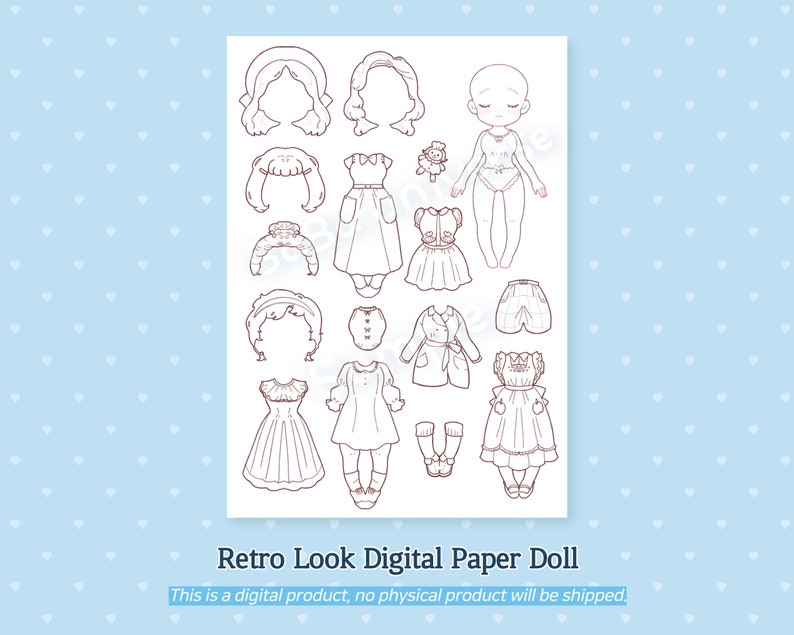 Retro Look Digital Paper Doll, Instant Download, Printable Paper Doll ...