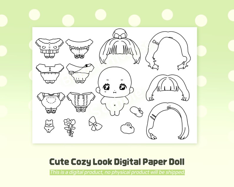 Cute & Cozy Look Chibi Paper Doll, Instant Download, Printable Paper ...
