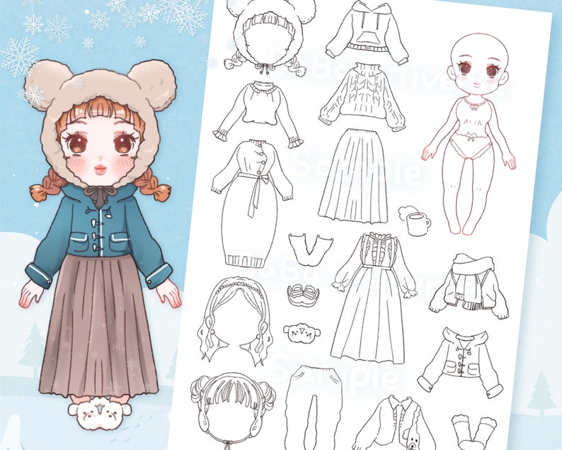 Cozy Winter Look Digital Paper Doll Instant Download - Etsy