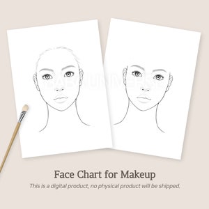 Makeup Face Chart, Printable, Digital Coloring Pages, Face Templates ...