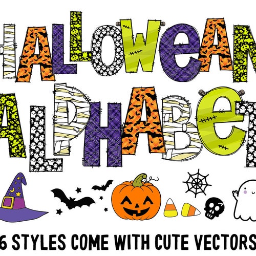 Halloween Doodle Alphabet Bundle Halloween PNG Letters - Etsy