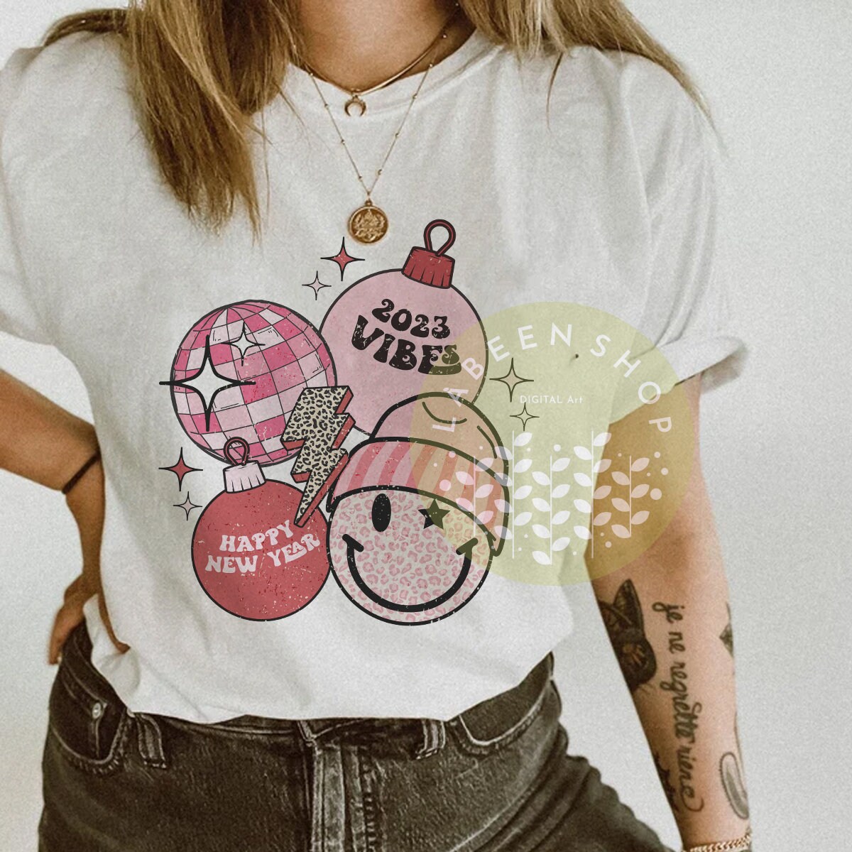 Retro Boho 2023 Vibes PNG Happy New Year 2023 Smiley Disco - Etsy