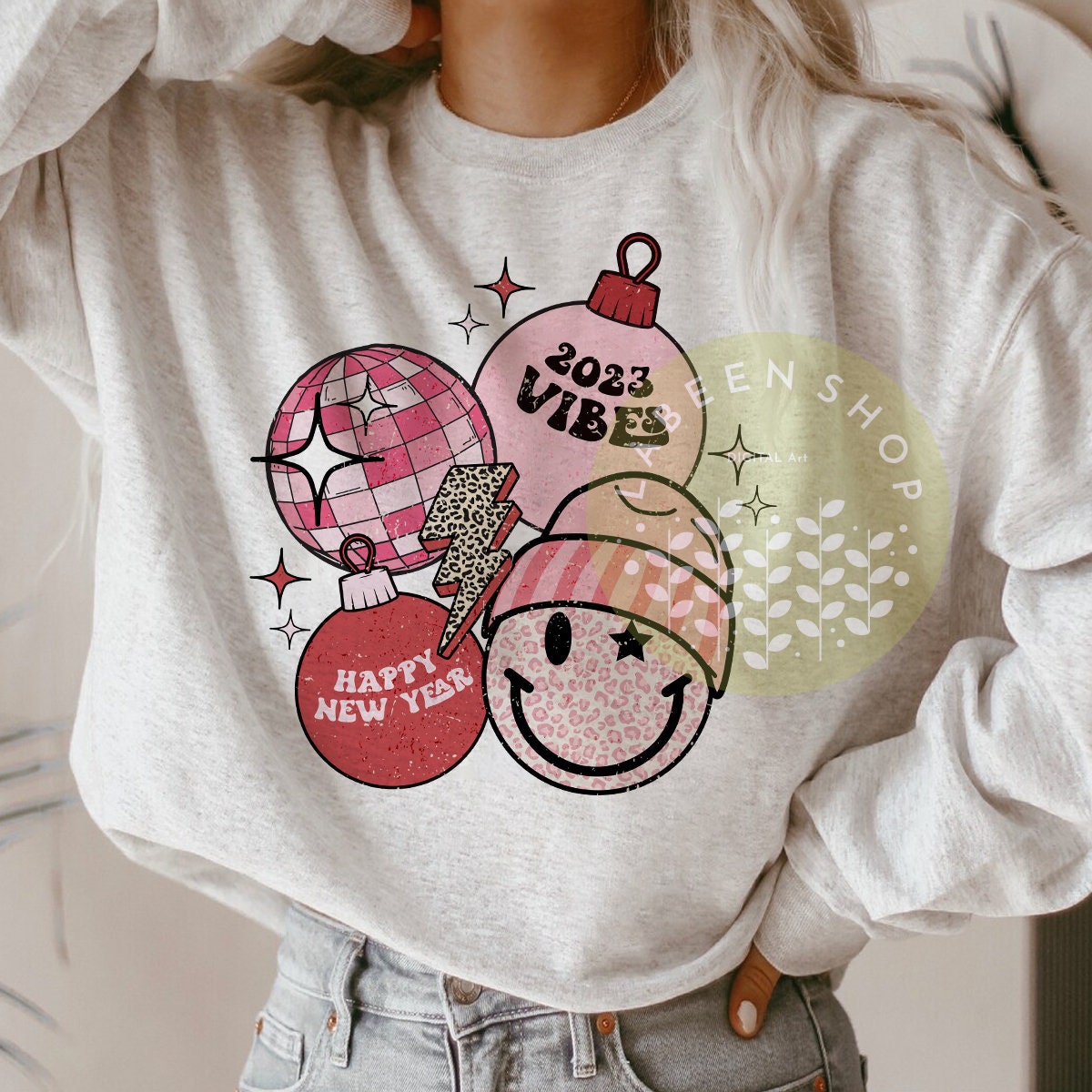 Retro Boho 2023 Vibes PNG Happy New Year 2023 Smiley Disco - Etsy