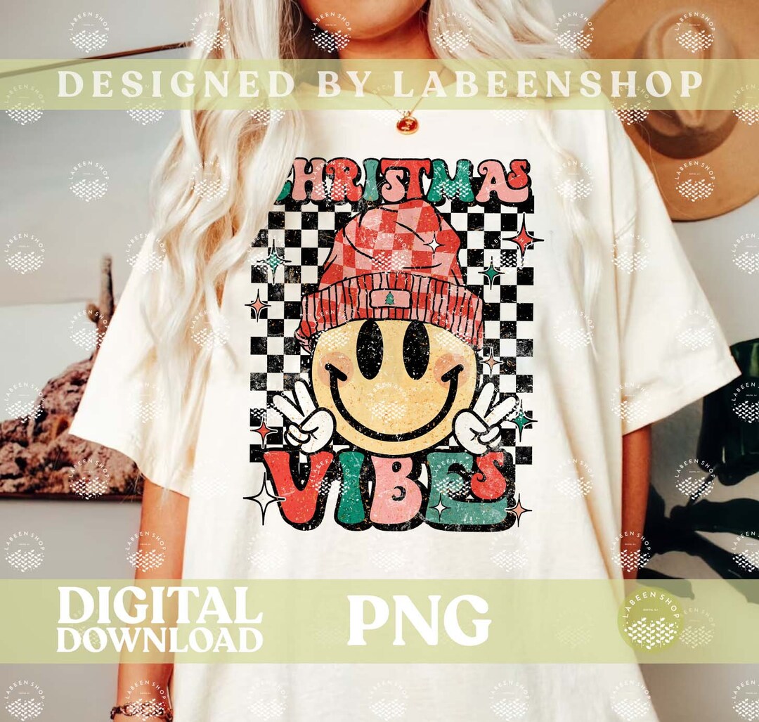 Retro Christmas Vibes PNG Christmas PNG Groovy Smile - Etsy