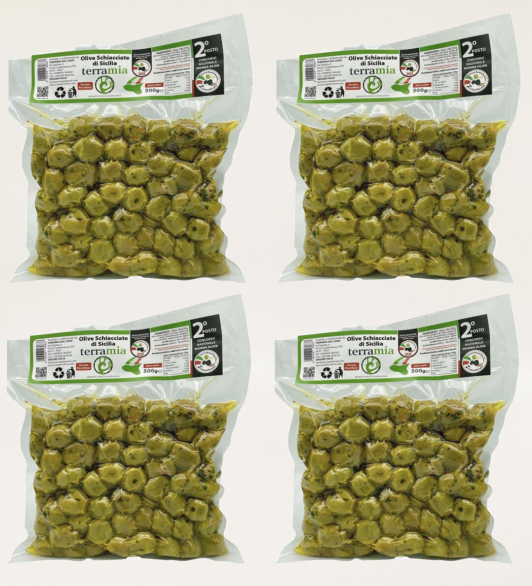 Olives siciliennes concassées assaisonnées de Castelvetrano, 4 sachets ...