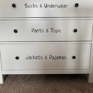 Custom Bedroom Labels / Closet Labels / Dresser Labels / | Etsy