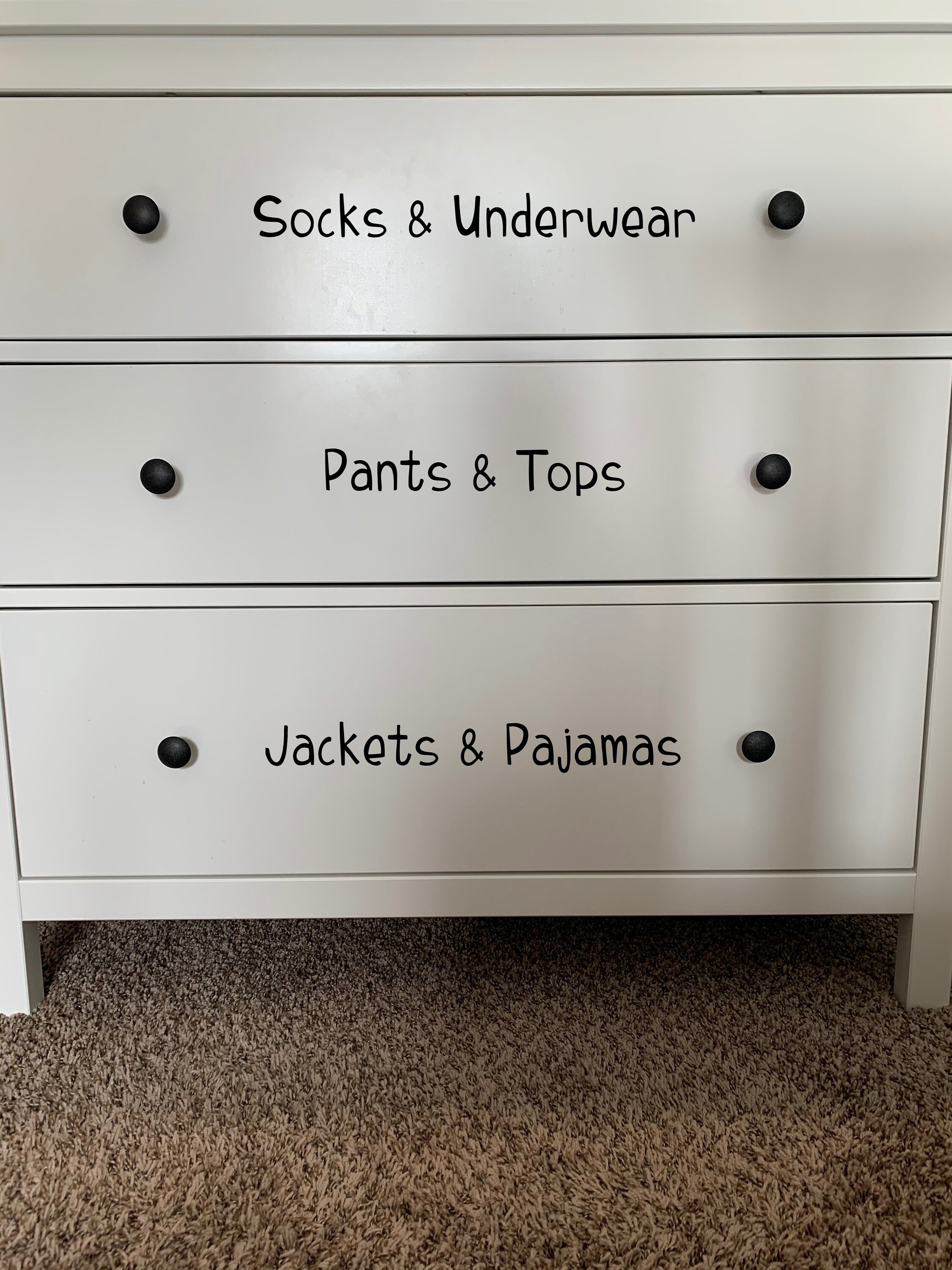 Custom Bedroom Labels / Closet Labels / Dresser Labels / | Etsy