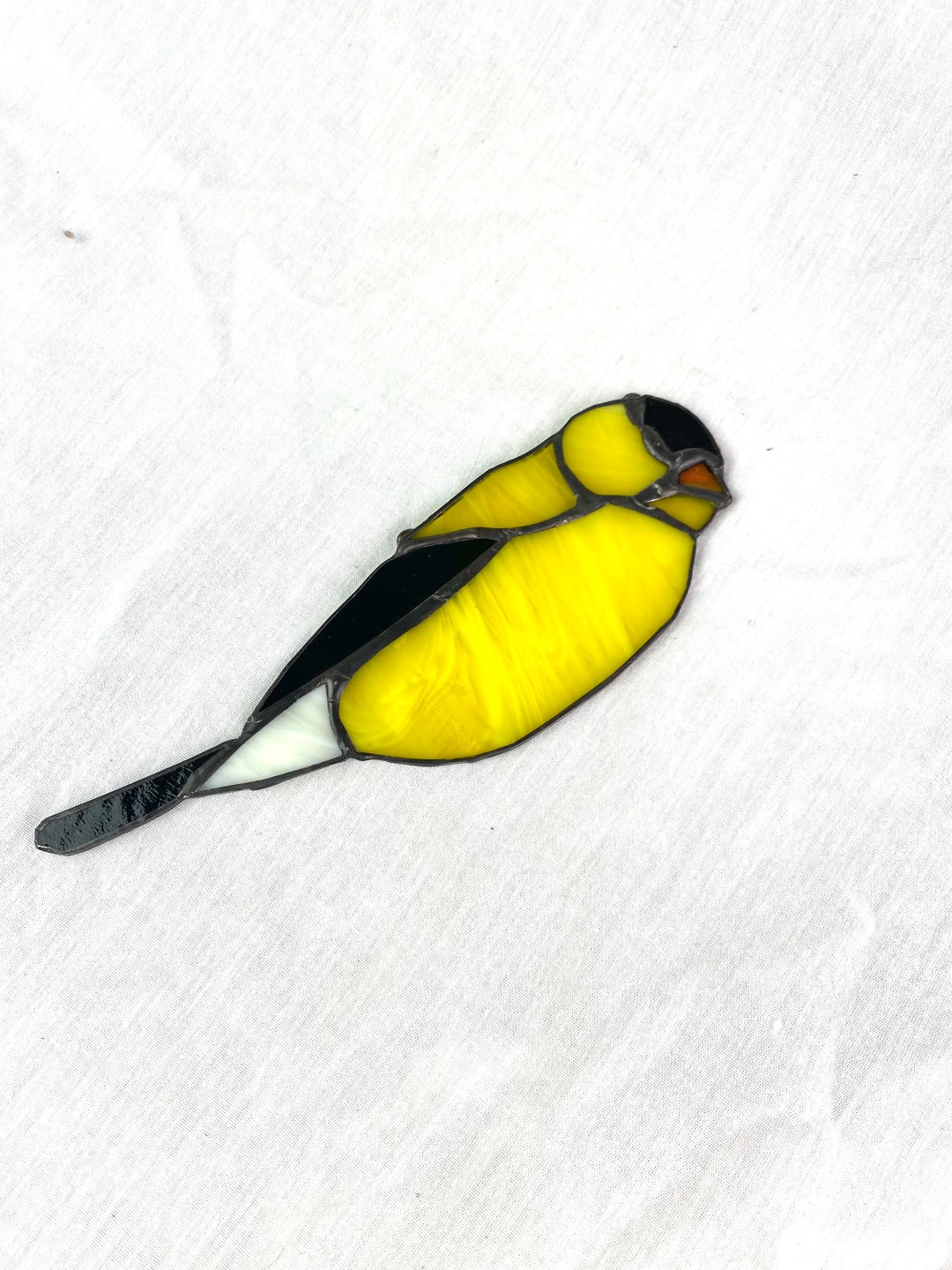 Handmade Stained Glass Yellow Finch Suncatcher - Bird Window Hanging ...