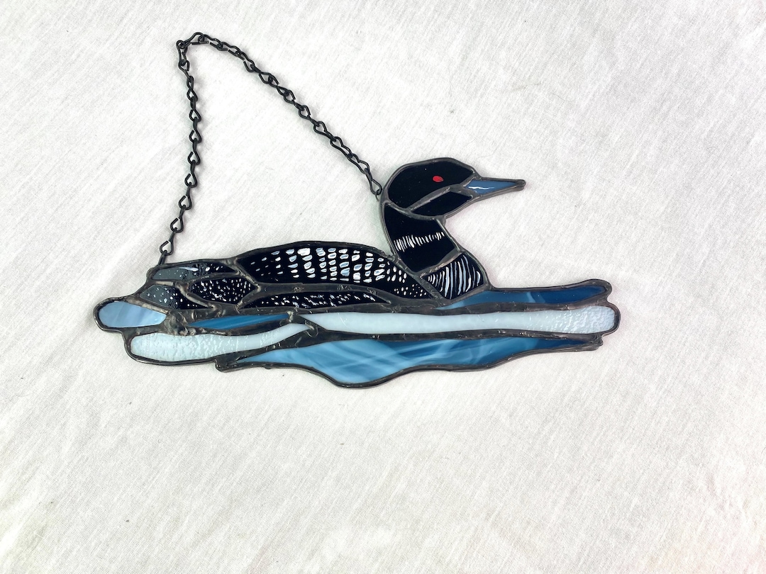 Stained Glass Loon | Handcrafted Window Hanging, Wall Art - Etsy