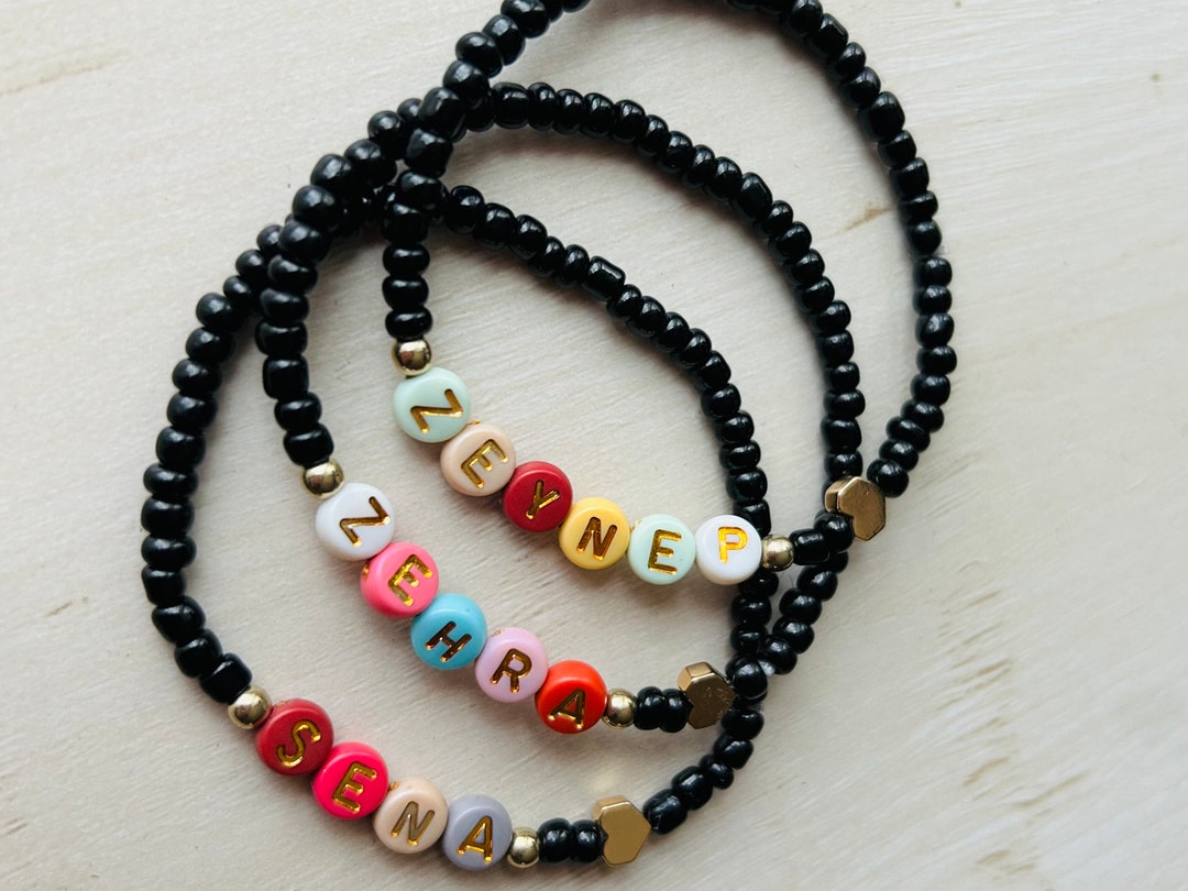 Personalized Name Bracelets With Gold Heart Custom Beaded - Etsy