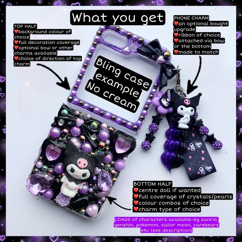 Custom Decoden Z Flip Phone Case: Kawaii Bling Cell Cover - Etsy