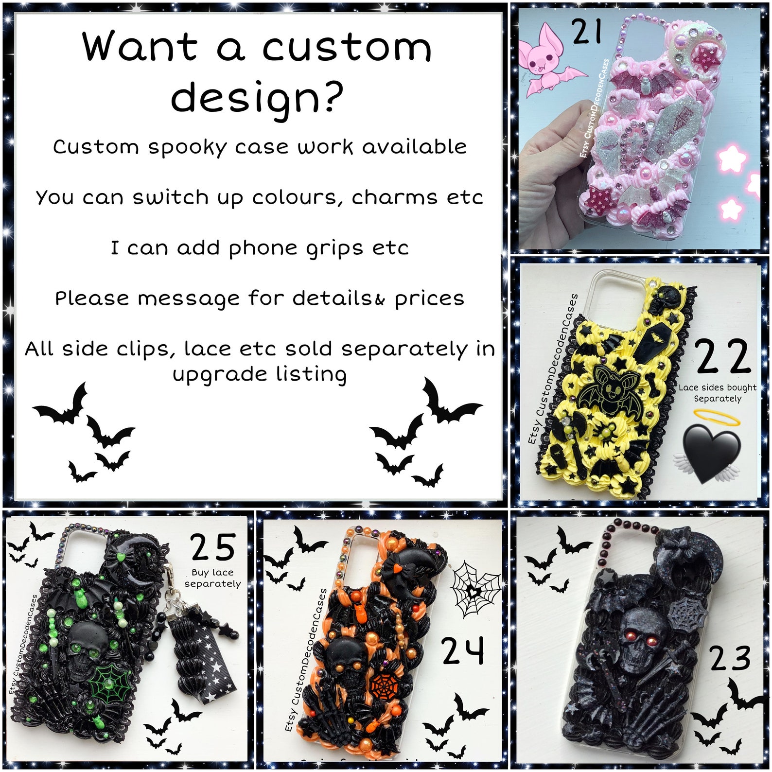 Goth Decoden Phone Case Custom Deco Case Kawaii Phone Case Pastel Goth ...