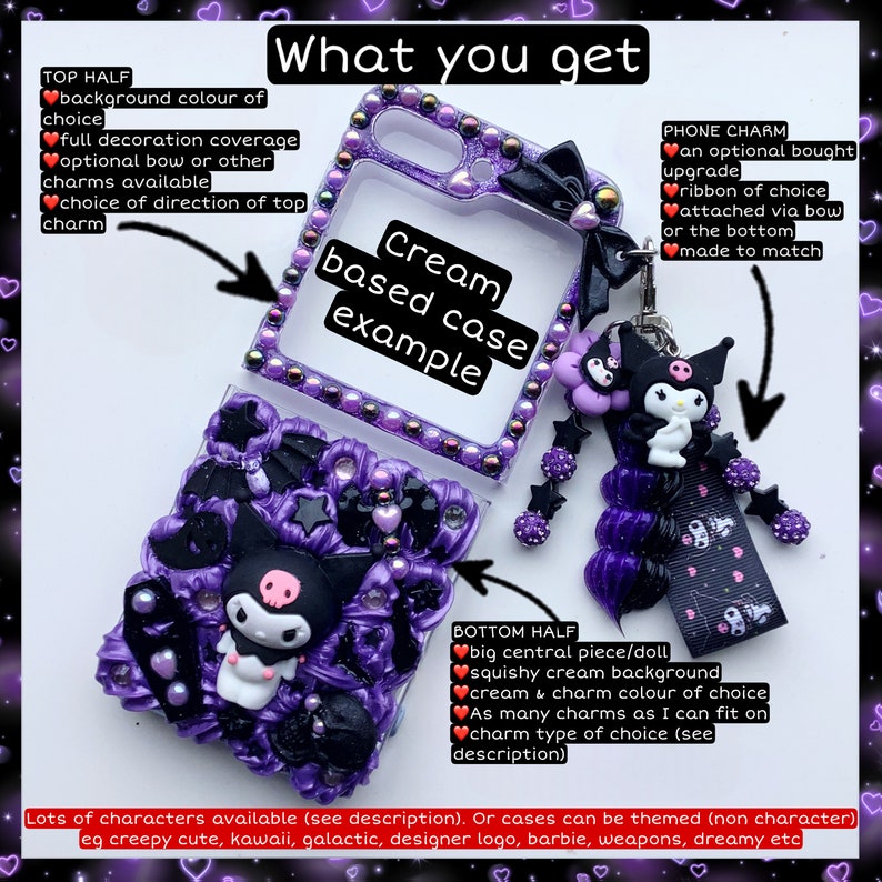 Custom Decoden Z Flip Phone Case: Kawaii Bling Cell Cover - Etsy