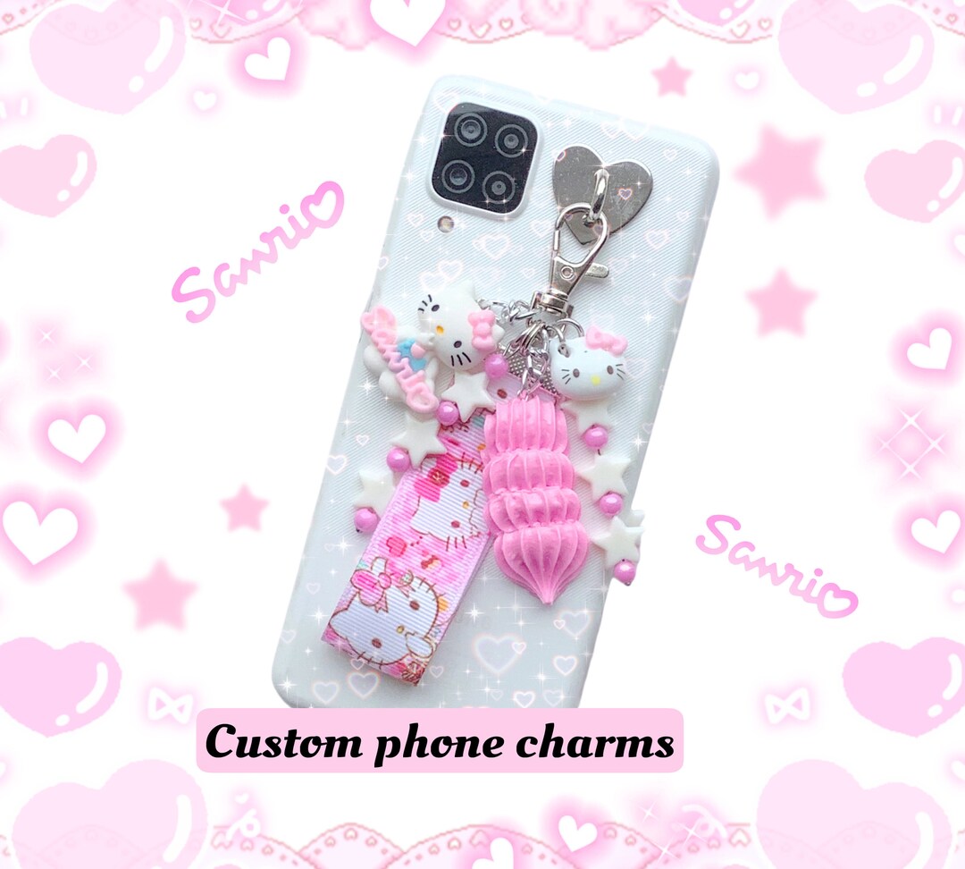 Custom Phone Charm Kitty Decoden Phone Charm Pink Cute Kawaii Phone ...