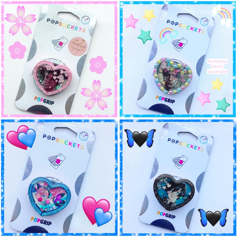 Anime Pop Socket: Personalized Custom Phone Grip Heart Liquid Shaker ...
