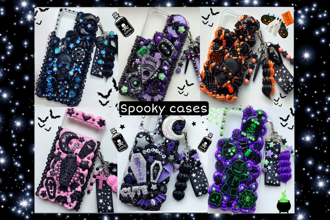 Custom Decoden Phone Case Kawaii Goth Phone Case Skull Phone Case Black ...
