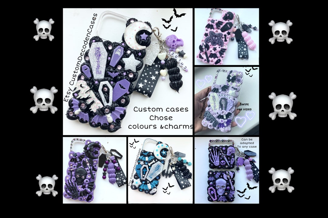 Custom Goth Decoden Phone Case Kawaii Goth Phone Case Pastel Goth Phone ...