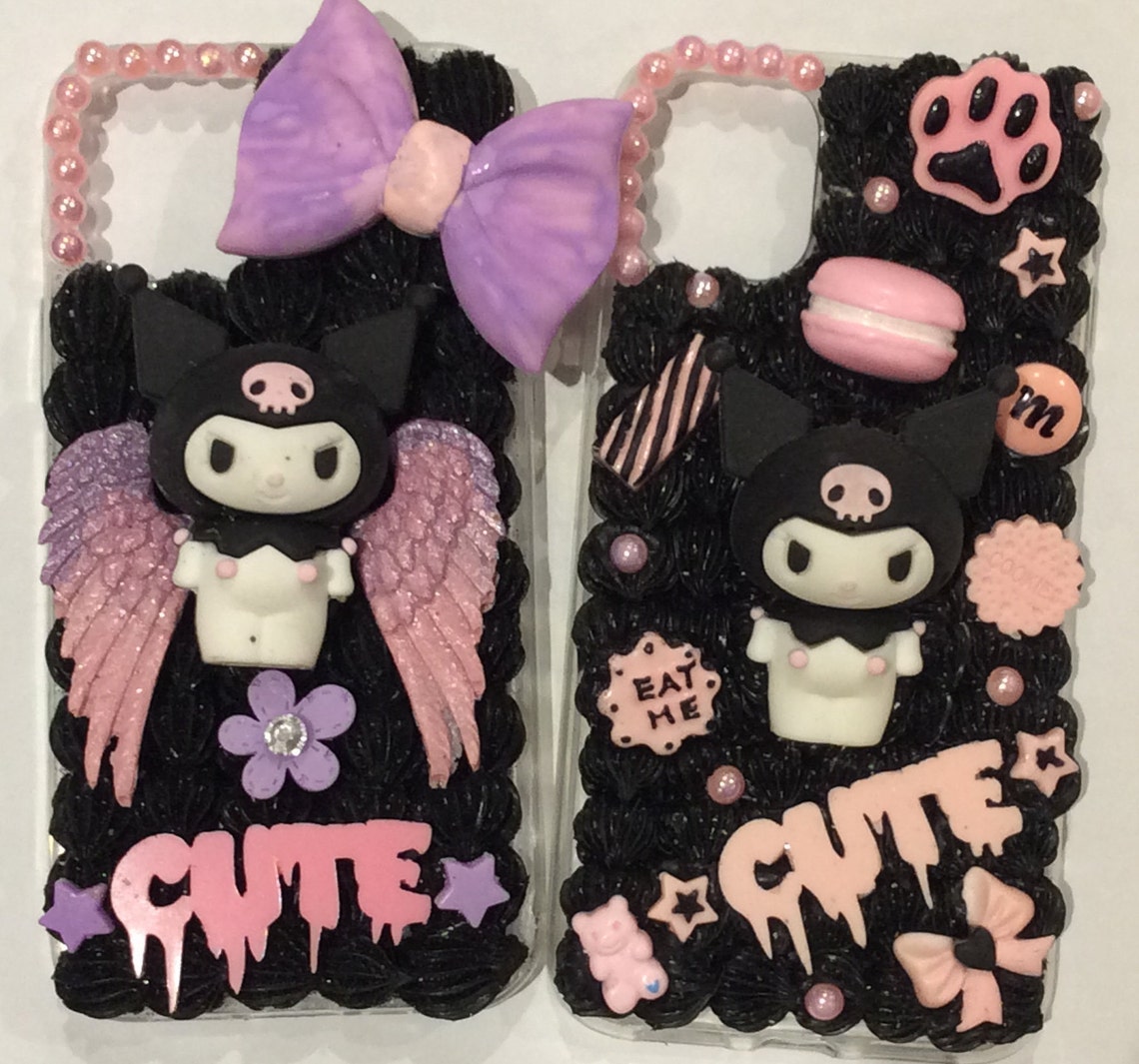 Hello kitty custom decoden phone case black cat phone case | Etsy