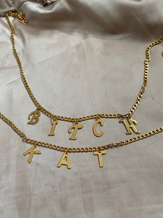 Stainless steel gold name necklace store
