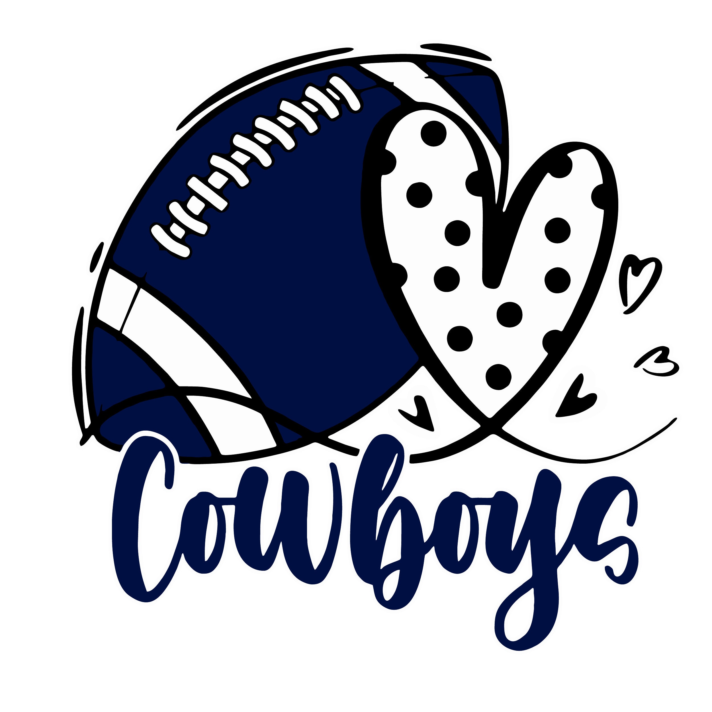 Cowboys Football Heart Png - Etsy