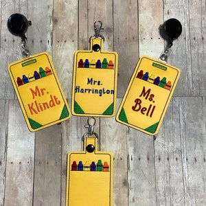 Personalized Crayon ID Badge Holder - Pencil Employee ID Holder ...