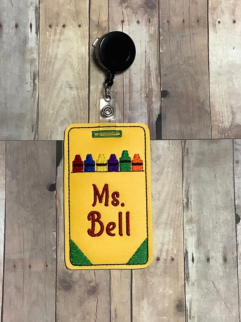 Personalized Crayon ID Badge Holder Pencil Employee ID - Etsy