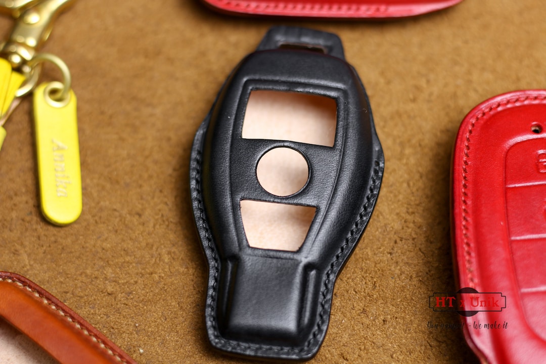 Leather Key Fob Cover Case for C Class GLC, Cls Cla GL R Slk Benz AMG ...