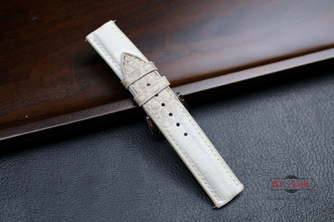 White Himalayan Alligator Leather Watch Strap 24mm 22mm 21mm 20mm 19mm ...