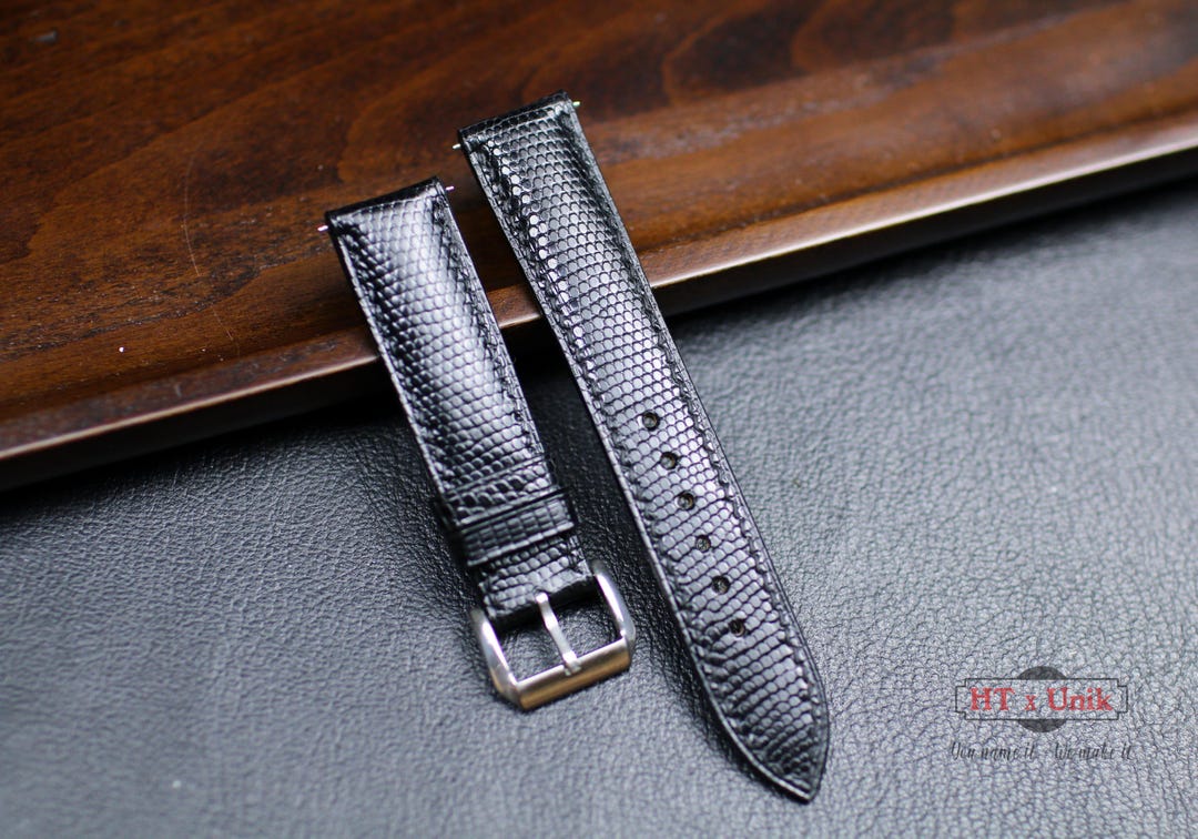Lizard Black Leather Watch Strap 24mm 22mm 21mm 20mm 19mm 18mm 16mm ...