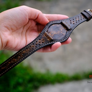 Custom Leather Bund Strap With Rally Holes, Bund Band 16mm 18mm 20mm ...
