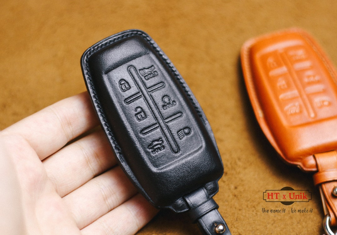 Genesis 4 6 8 Buttons Leather Key Fob Cover Case Genesis G70 G80 G90 ...