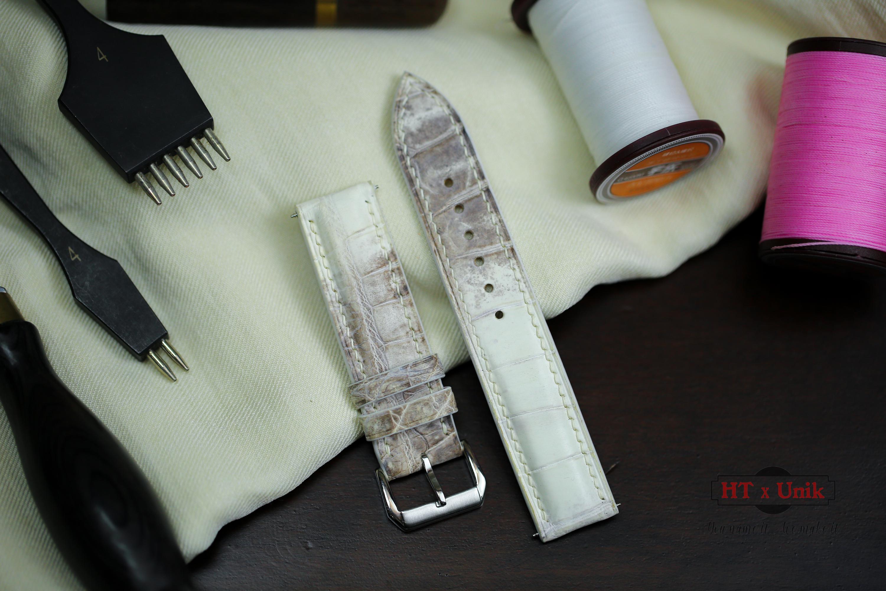 White Himalayan Alligator Leather Alligator Leather Watch Strap 24mm ...