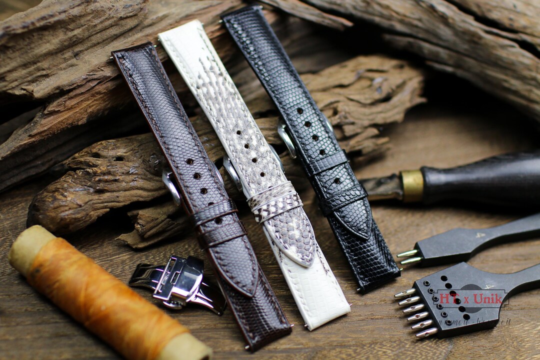 Genuine Lizard Leather Watch Strap 24mm 22mm 21mm 20mm 19mm 18mm 16mm ...