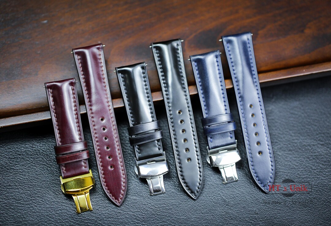 Shell Cordovan Leather Watch Strap 24mm 22mm 21mm 20mm Genuine Shell ...