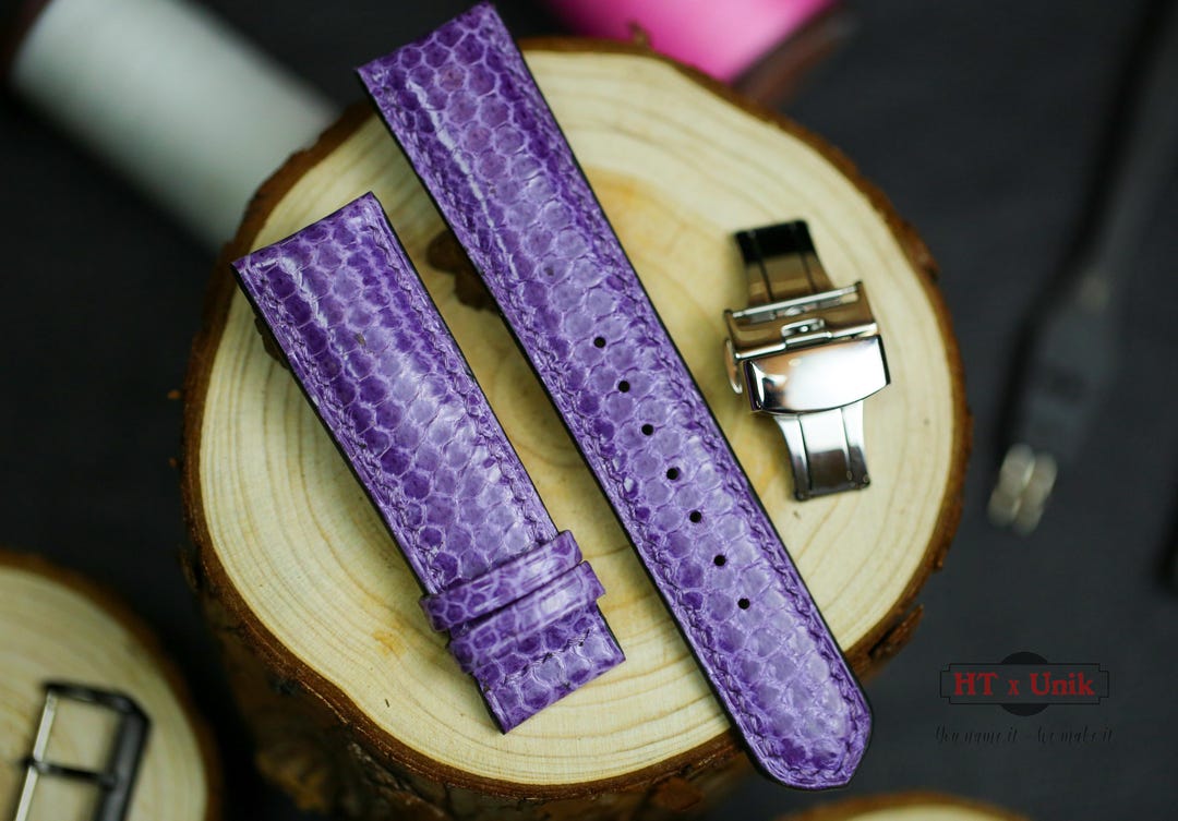 Purple Python Leather Watch Strap 24mm 22mm 20mm 18mm 16mm Genuine ...