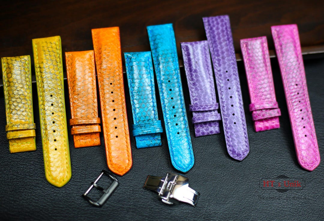 Custom Python Leather Watch Strap 24mm 22mm 21mm 20mm 19mm 18mm 16mm ...