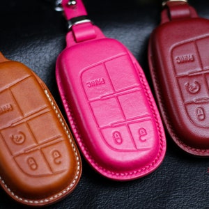 Pink Cute Leather Key Fob Cover 2025 Grand Cherokee Fob Holder Compass ...