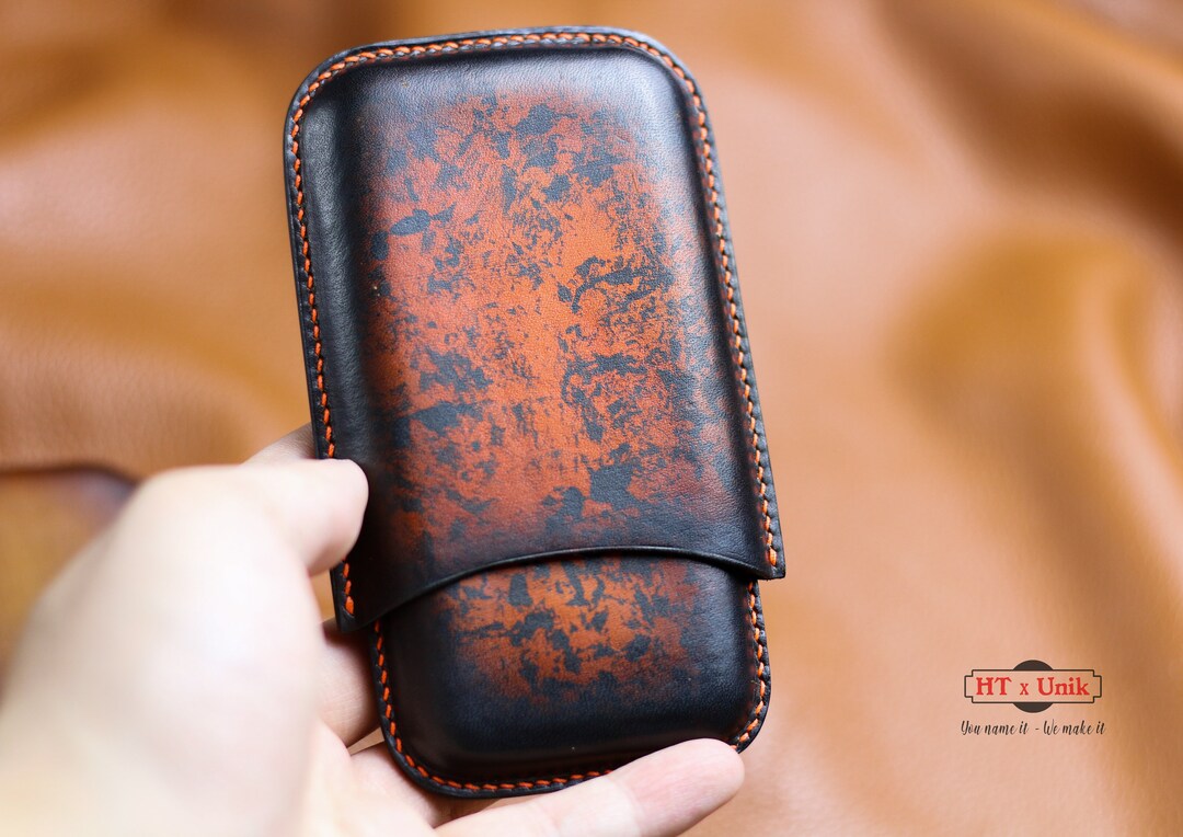 Custom Leather Humidor Box Cigar Case, Cigars Holder for 2/3 Tubes ...