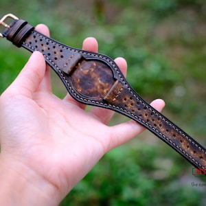 Custom Leather Bund Strap With Rally Holes, Bund Band 16mm 18mm 20mm ...